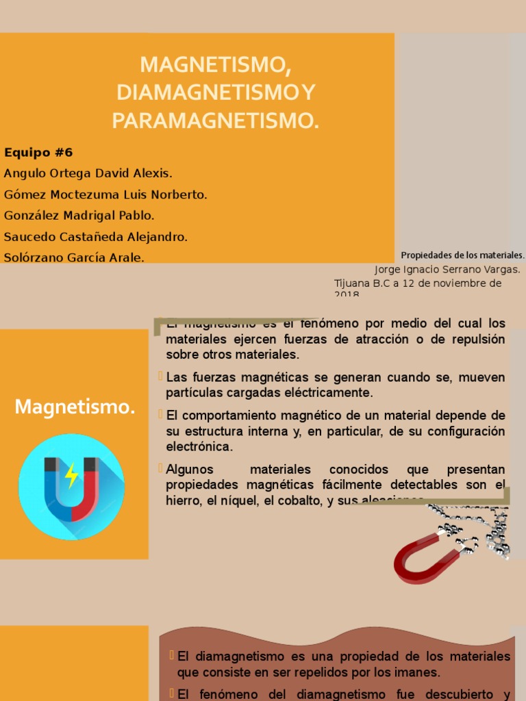 Magnetismo Diamagnetismo y Paramagnetismo | PDF | Magnetismo ...