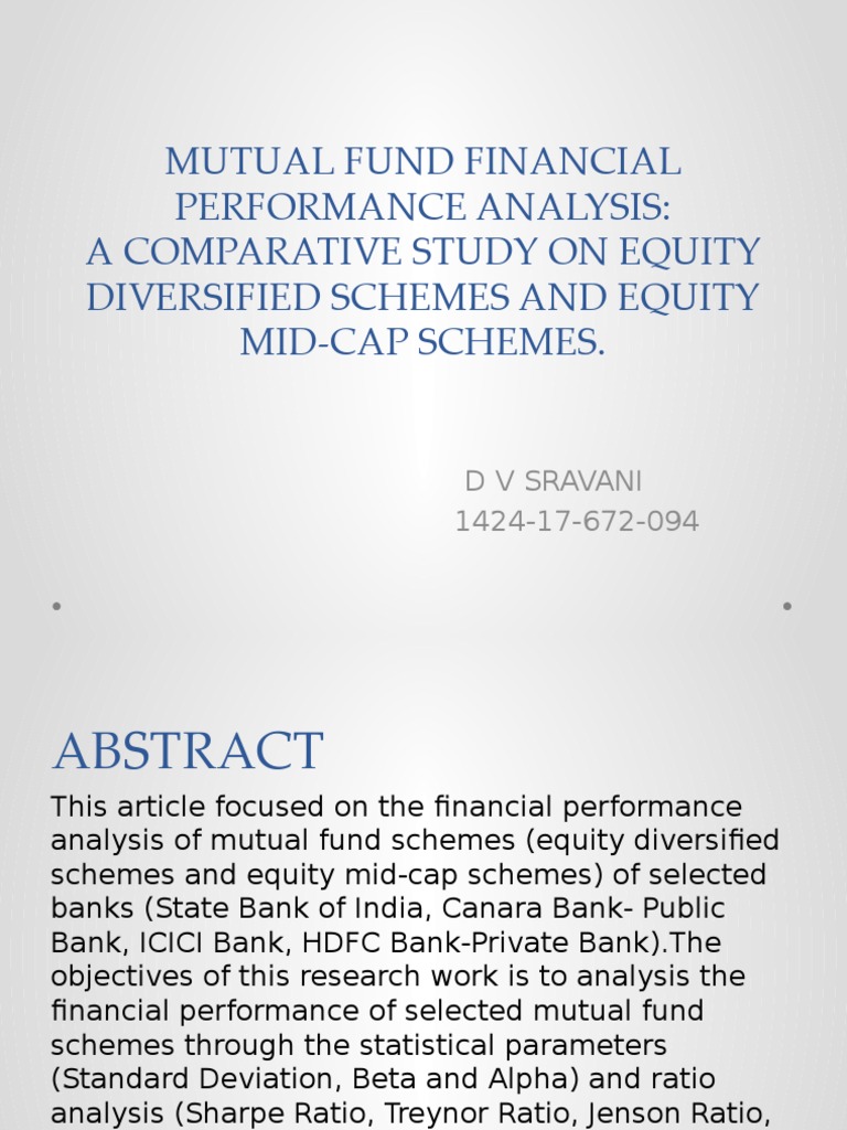 Mutual Fund Financial Performance Analysis:a Comparative Study On ...