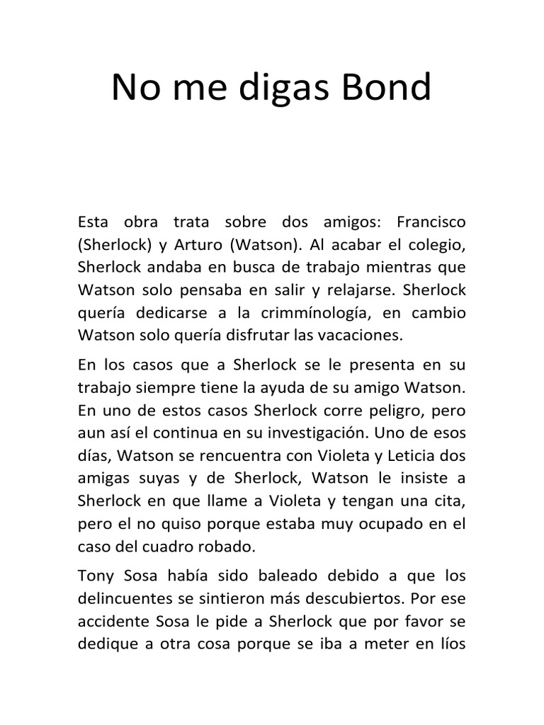 No Me Digas Bond | PDF