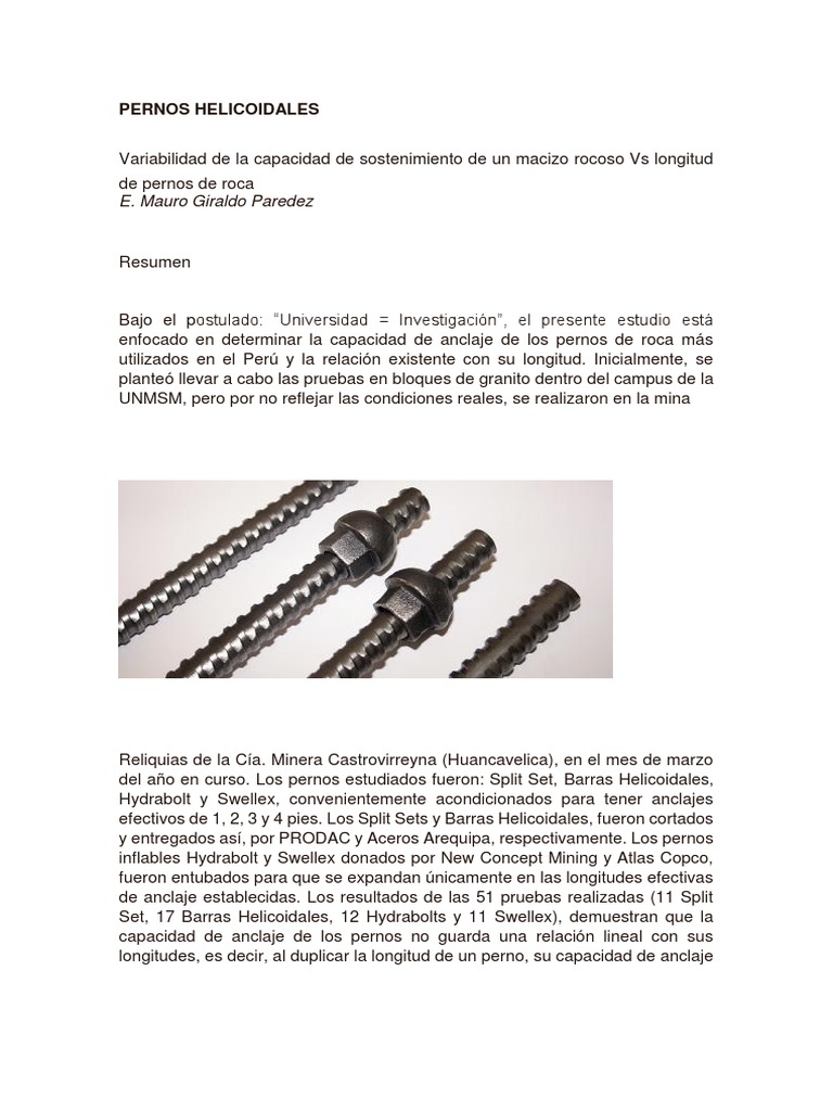 Pernos Helicoidales | PDF | Materiales | Naturaleza