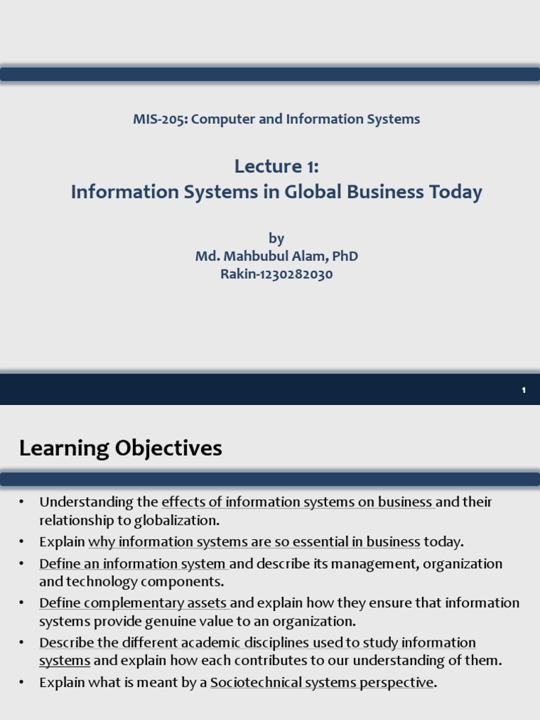 MIS205 MMB NSU Lecture 1 | PDF | Information System | Business Model