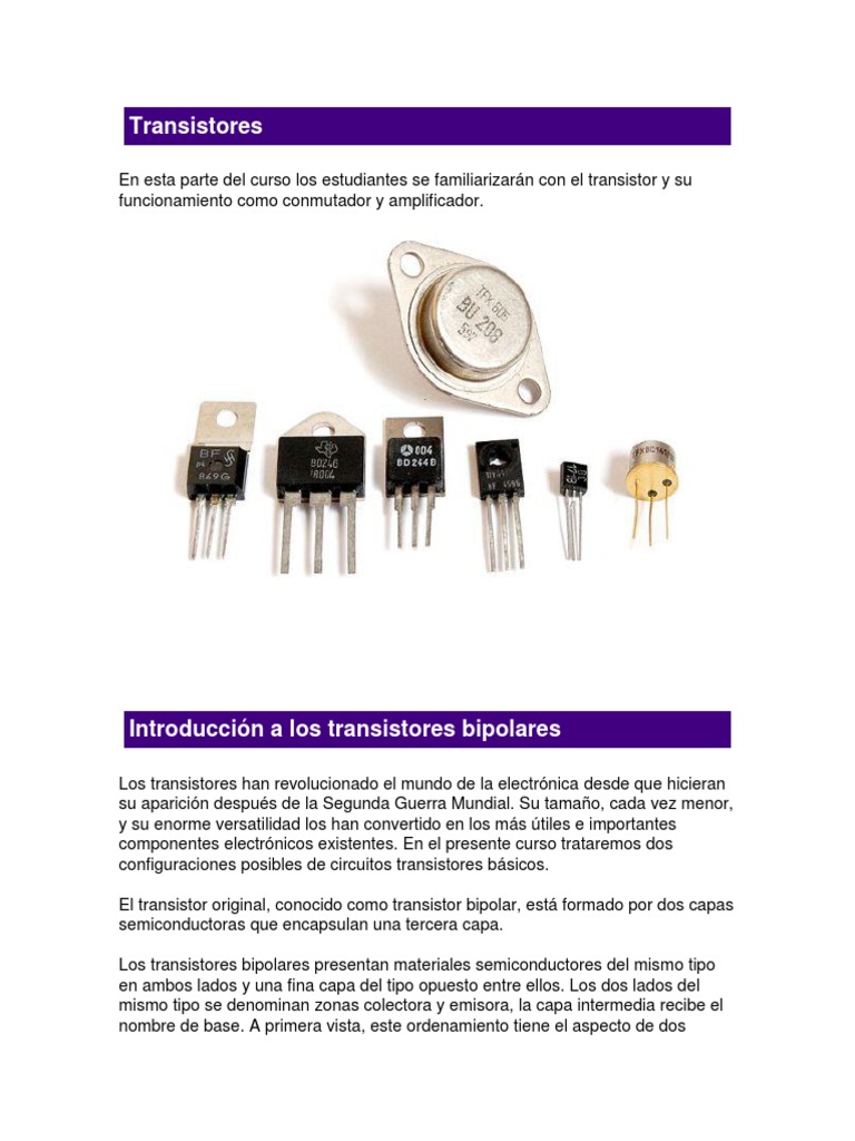 Introducción a Transistores Bipolares | PDF | Transistor | Transistor ...