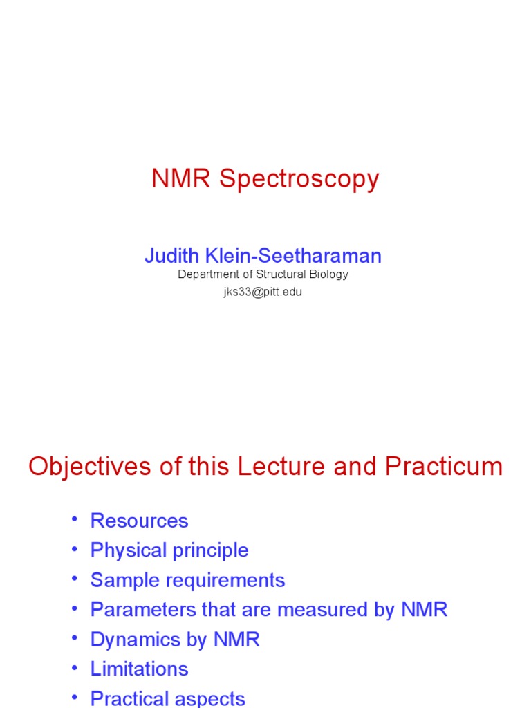 NMR Lecture Final | PDF | Nuclear Magnetic Resonance Spectroscopy | Relaxation (Nmr)