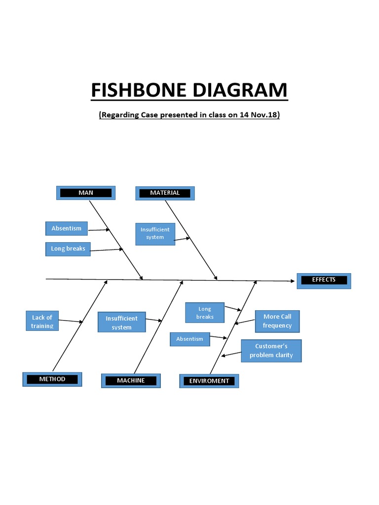 Fishbone Diagram: (Regarding Case Presented in Class On 14 Nov.18) | PDF