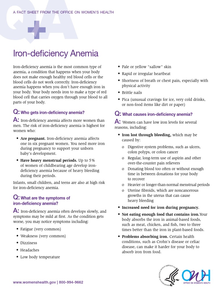 Fact Sheet Iron Deficiency Anemia | Anemia | Pregnancy