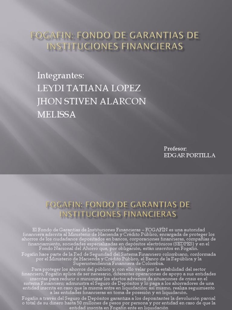 Diapositivas Fogafin | PDF | Bancos | Seguro