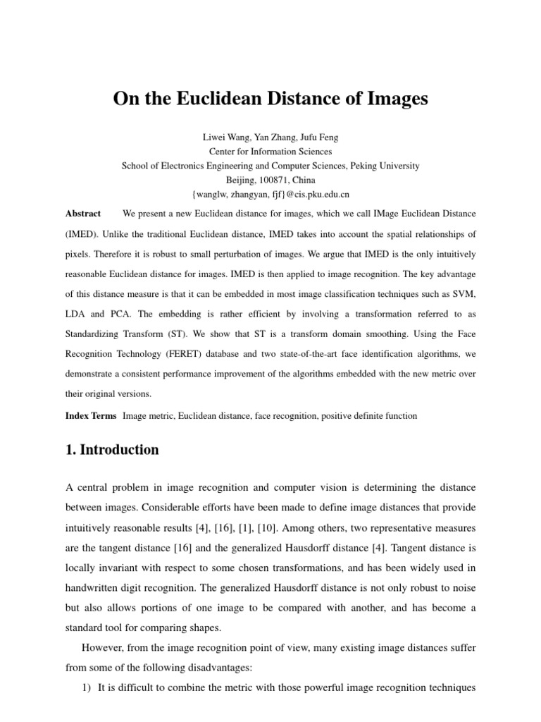 Improved Image Euclidean Distance (IMED) | PDF | Eigenvalues And ...