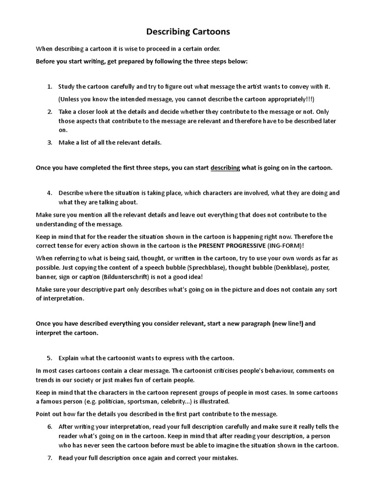 How To Describe A Cartoon | PDF | Cartoon