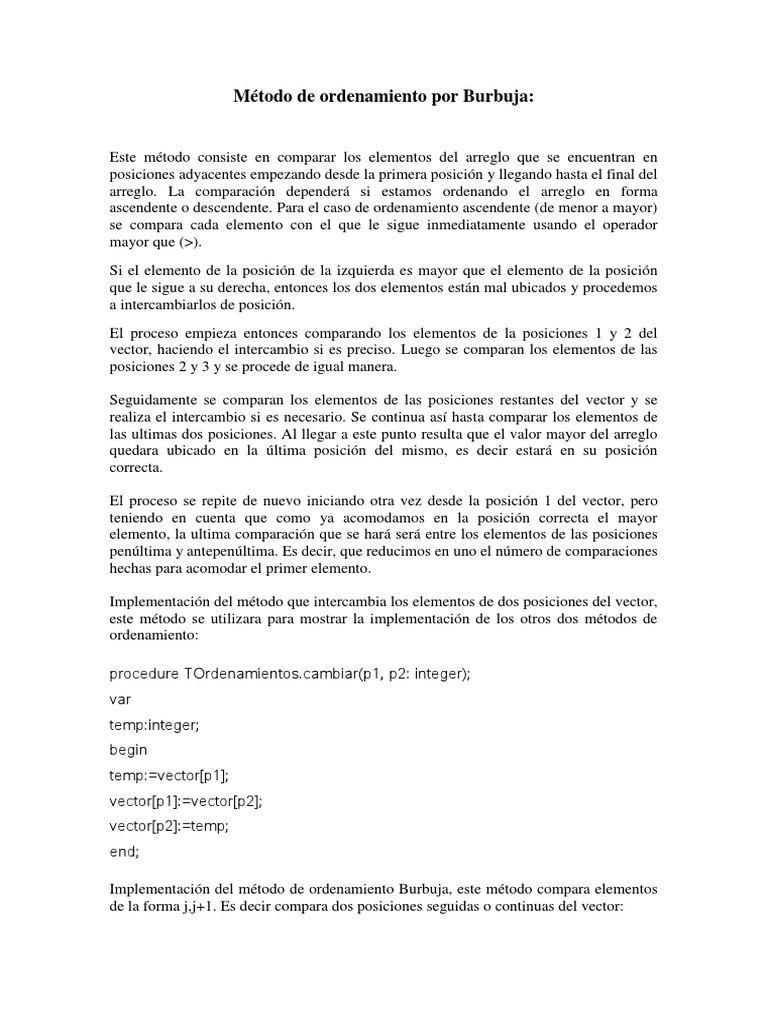 Metodo de Ordenamiento Por Burbuja PDF | PDF | Áreas de informática ... Metodo de Ordenamiento Por Burbuja PDF | PDF | Áreas de informática ...