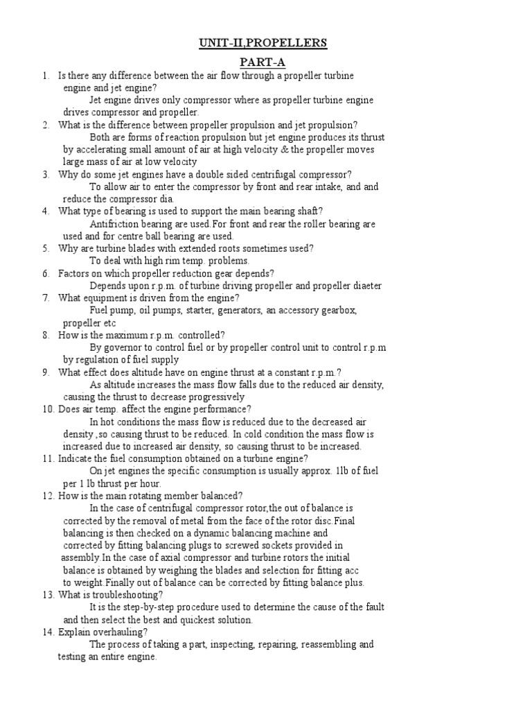AEMR-Unit - II & III, 2 Marks & 16 Marks Questions With Anwers-IV Yr Aero | PDF | Propeller ...