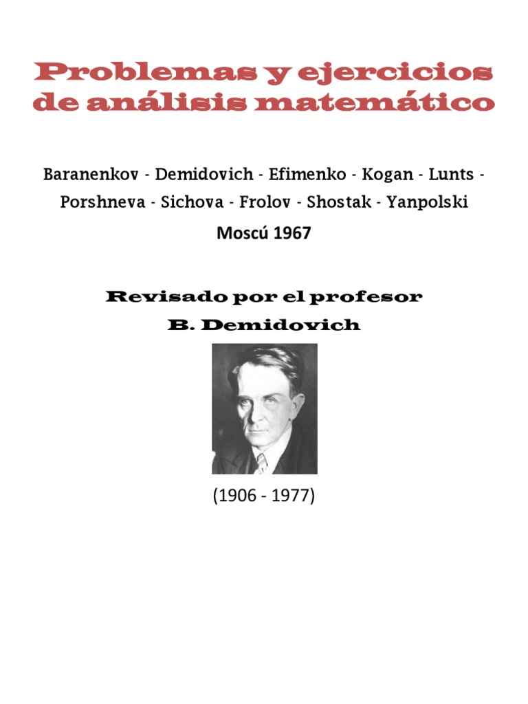 Demidovich. Problemas y Ejercicios de Análisis Matemático | PDF ...