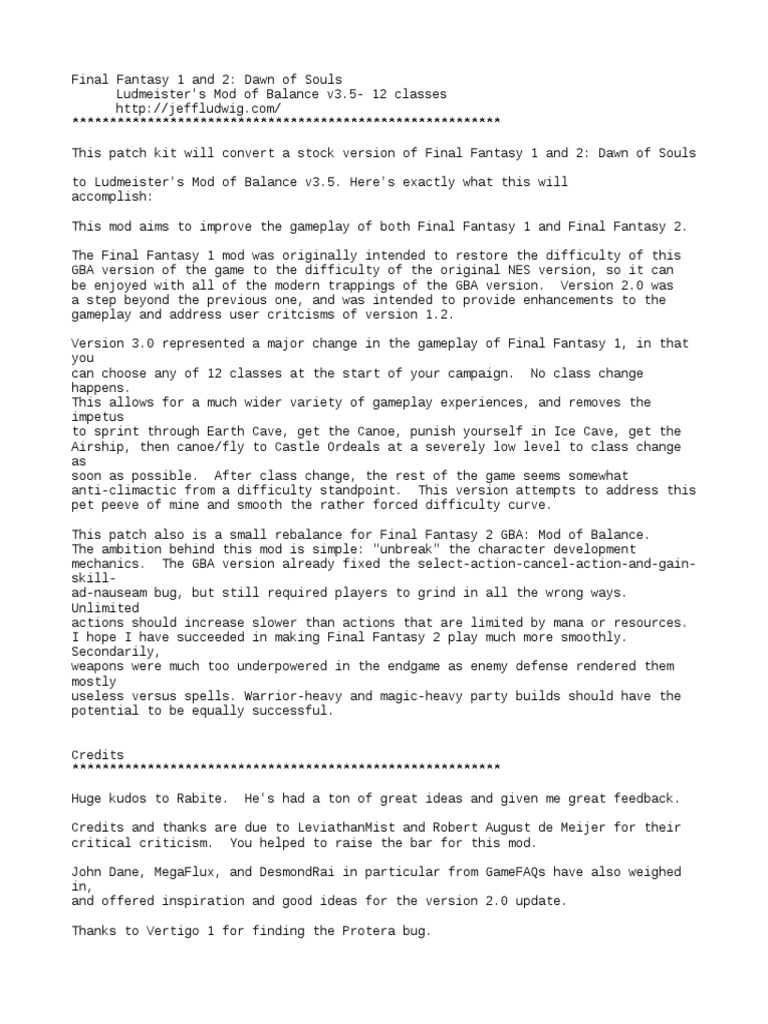 Mod of Balance v2.2 and v3.5 Readme | PDF | Role Playing Games | Leisure