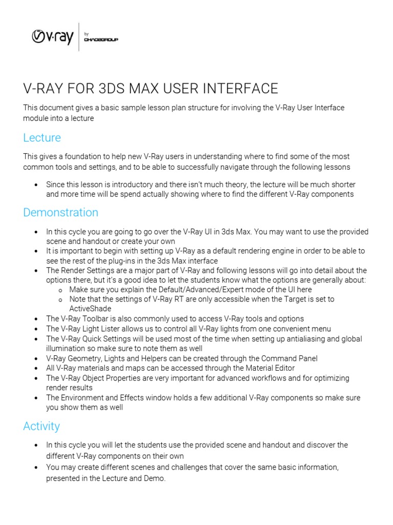 V-Ray For 3Ds Max User Interface | PDF