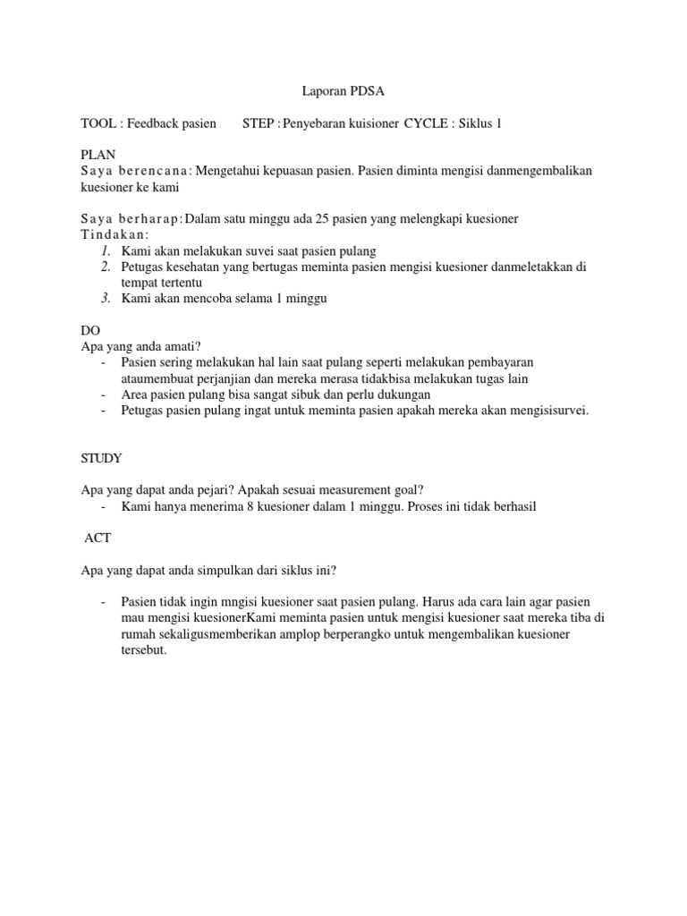 Laporan PDSA MOD | PDF