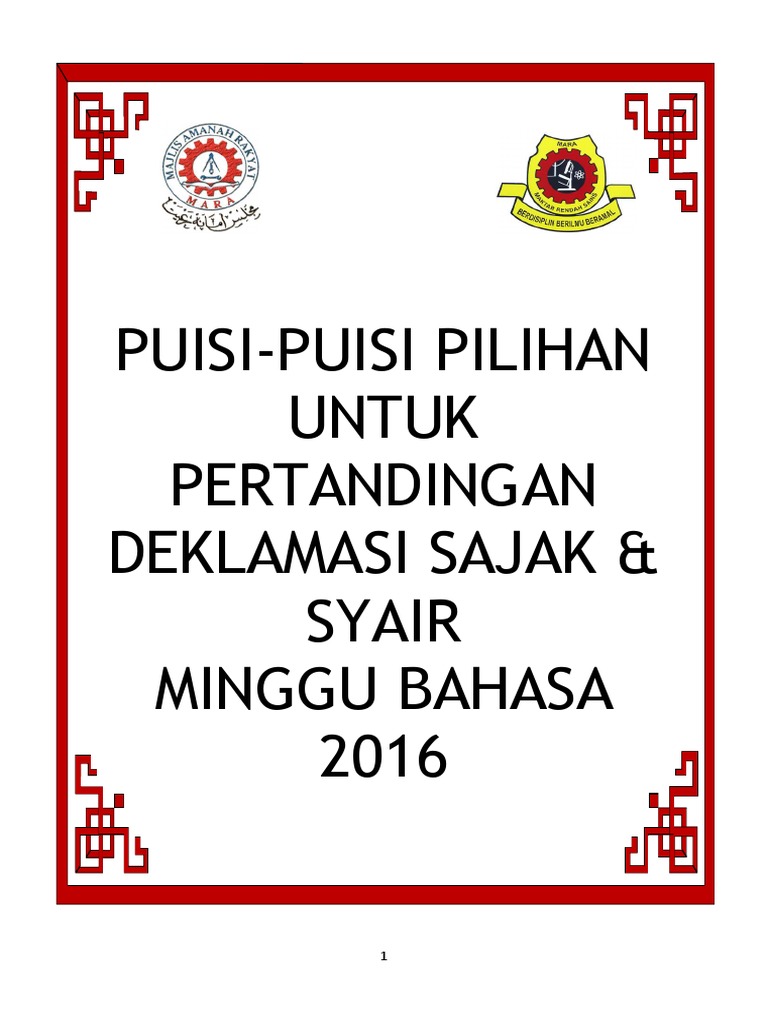 2016 - Senarai Sajak & Syair Pertandingan (419696) PDF | PDF | Kajian ...