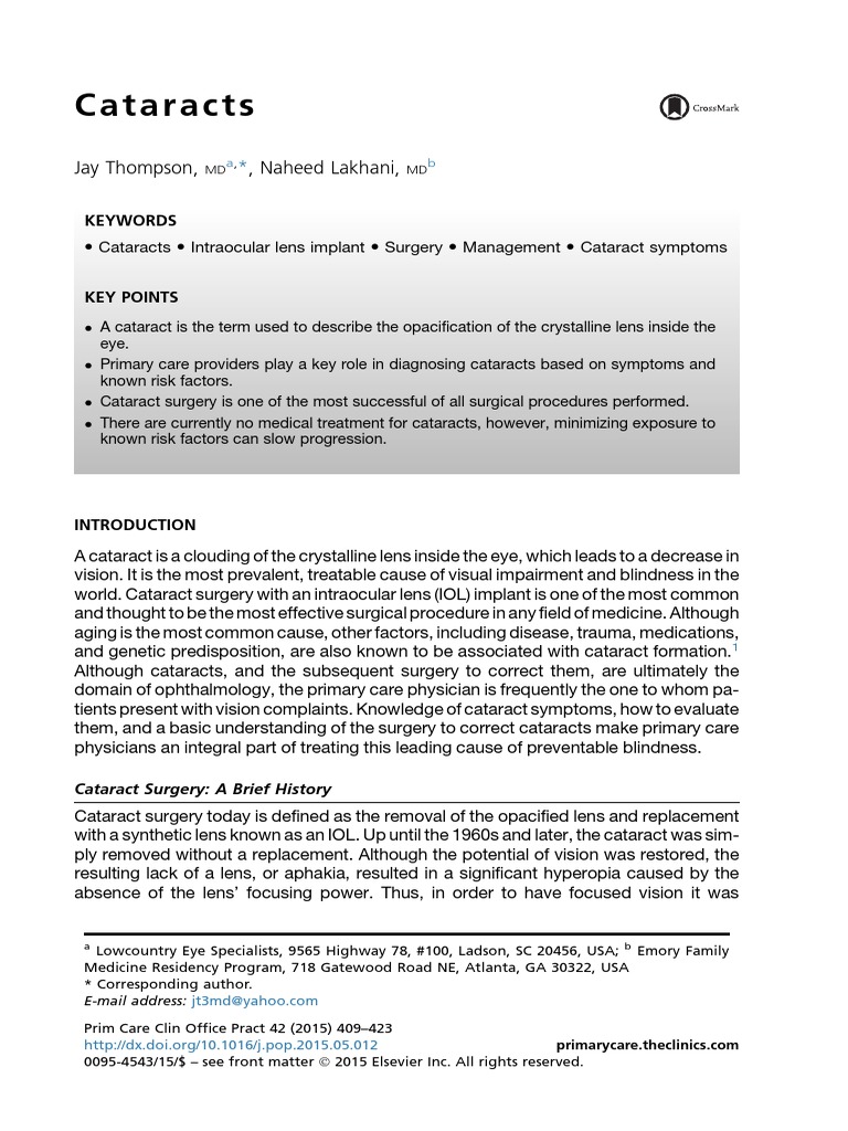 Cataract Surgery: A Brief History and Overview | PDF | Cataract ...