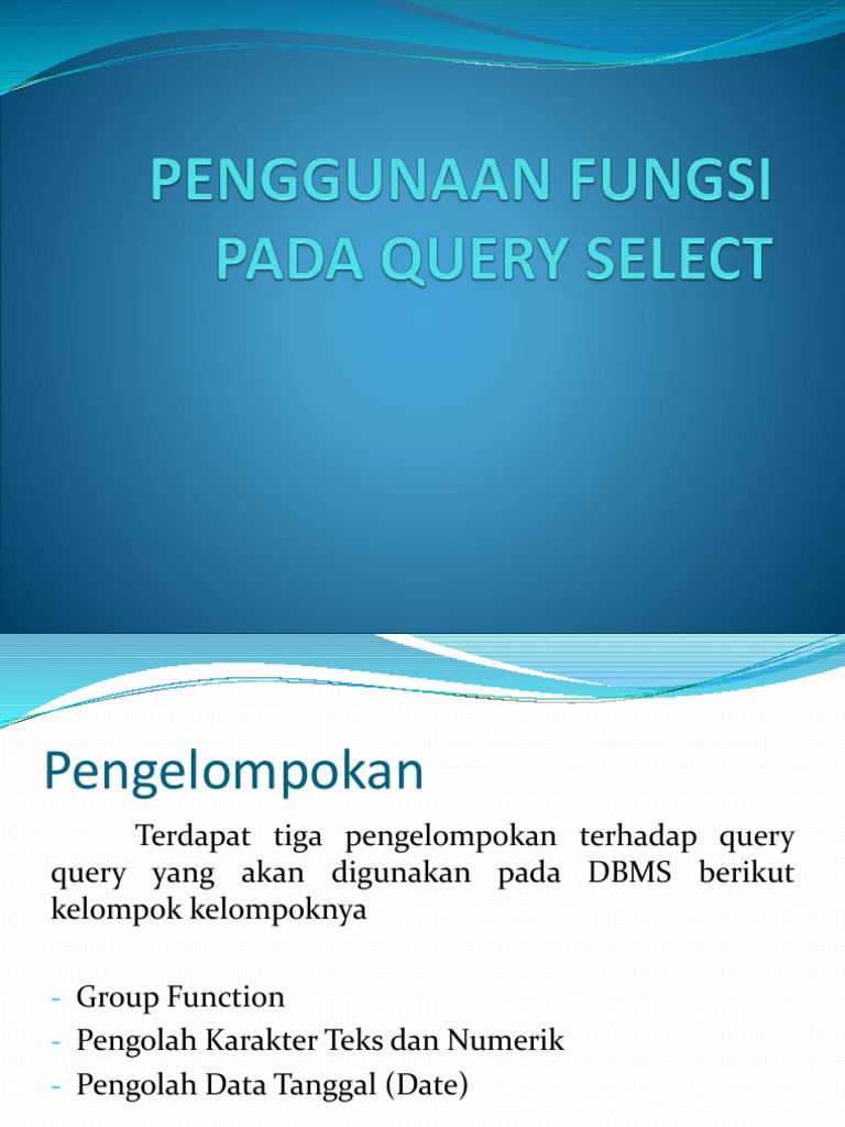 Penggunaan Fungsi Pada Query Select Pdf