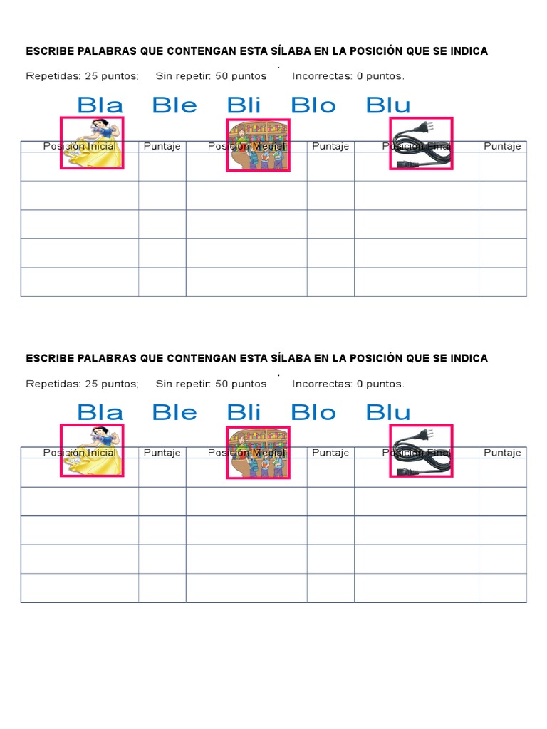 Construimos-palabras-con-difono Bla Ble Bli Blo Blu en Distinta Posición