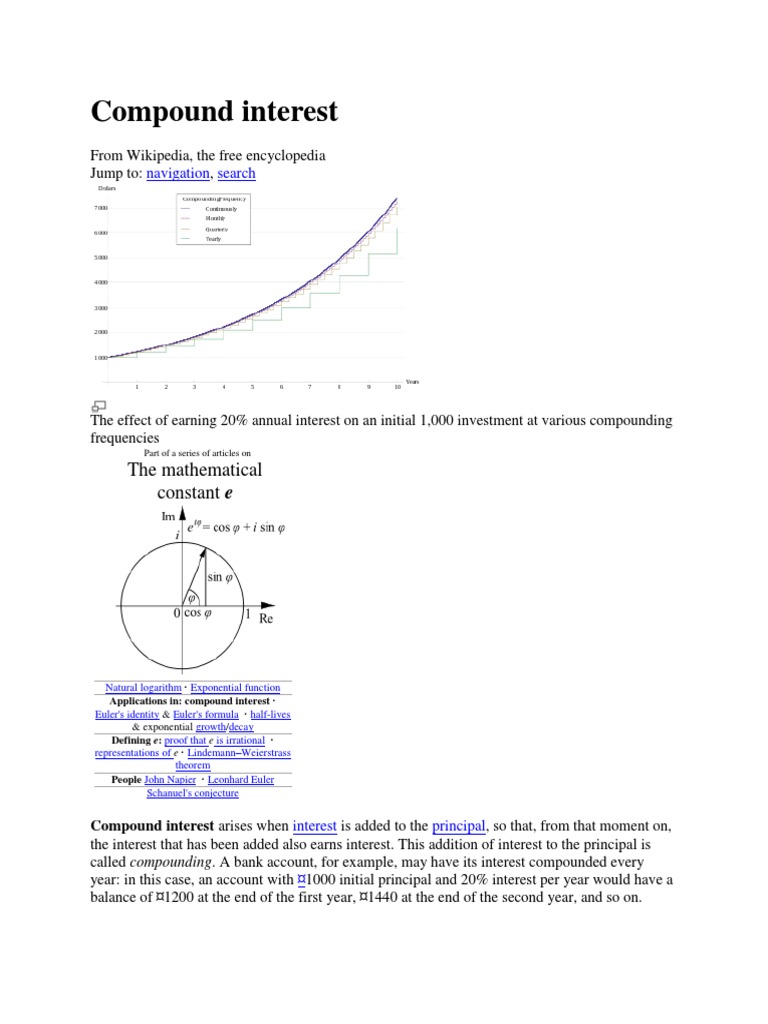 Compound Interest: The Mathematical Constant e | PDF | Compound ...