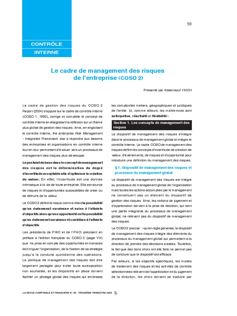 Le Cadre de Management Des Risques | PDF | Gestion des risques | Risque