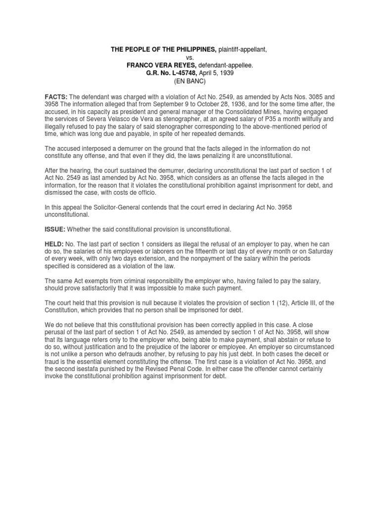 The People of the Philippines v. Franco Vera Reyes: The Supreme Court ...