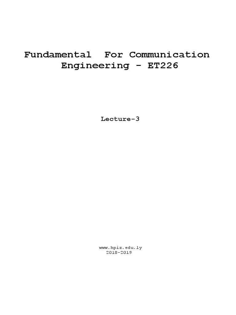 Fundamental For Communication Engineering - ET226: Lecture-3 | PDF