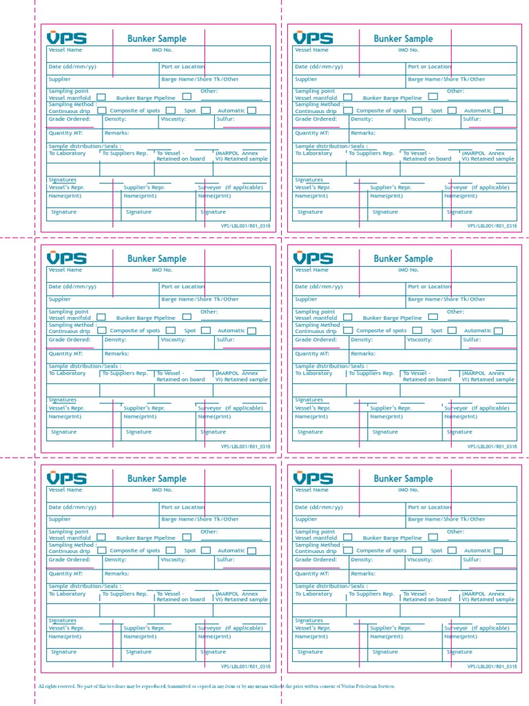 Bunker Sample Collection Form | PDF | Fuel Oil | Fuels