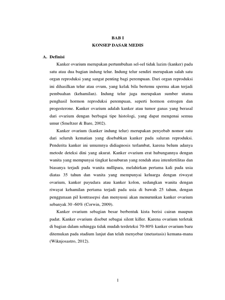 Kanker Ovarium: Definisi dan Klasifikasi | PDF