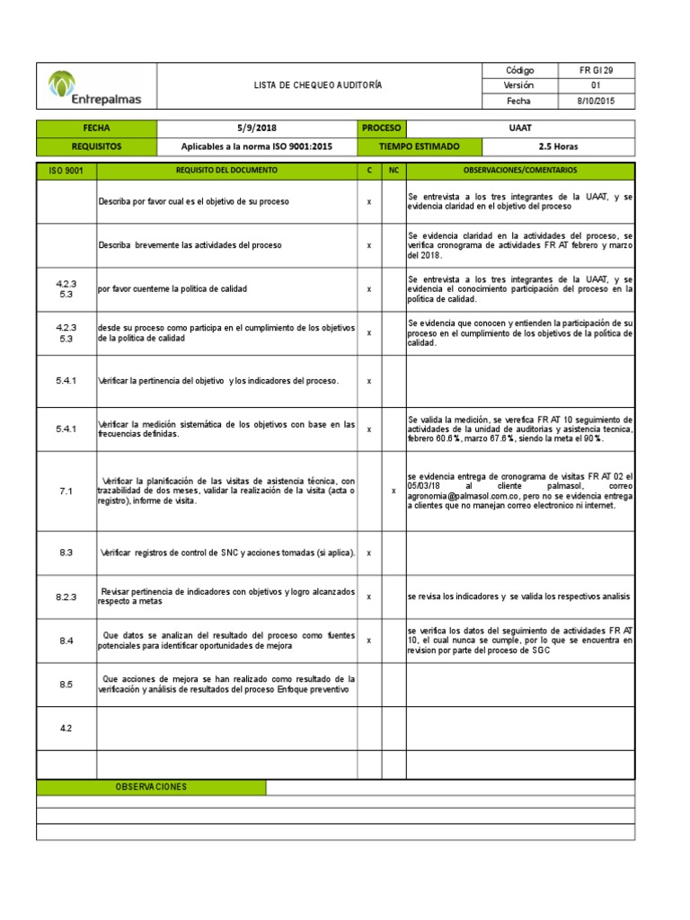 Check List De Documentos Para Auditoria De Edelnor Recibo
