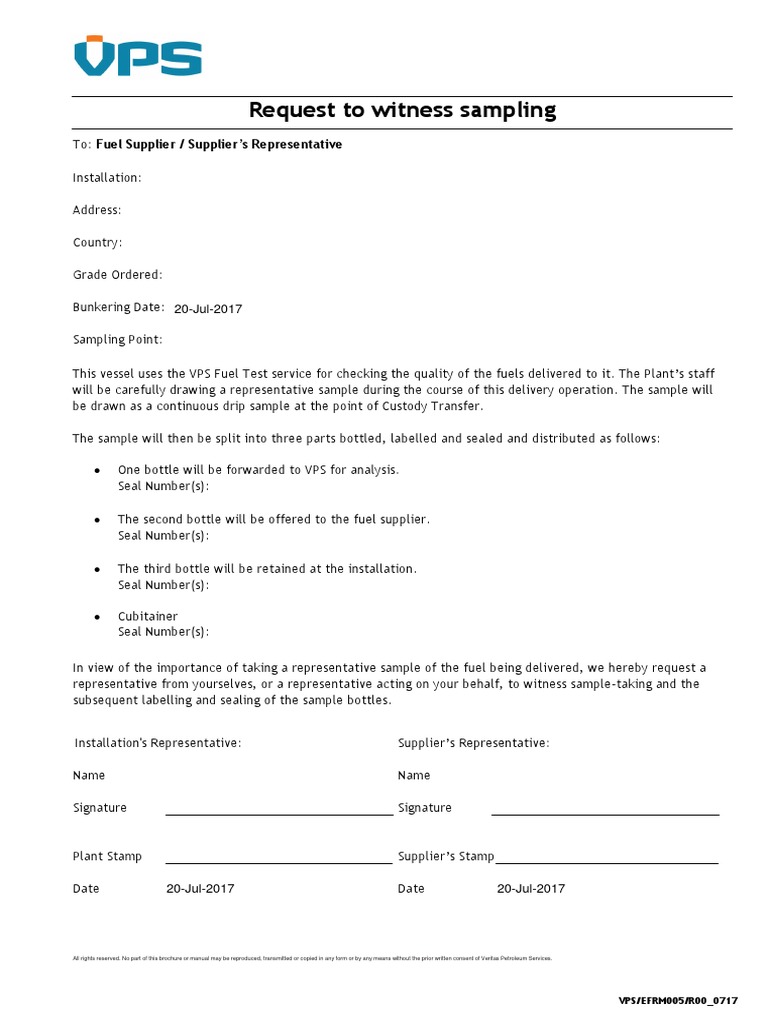 VPS Request To Witness Sampling e Form Power Plant 1 PDF | PDF