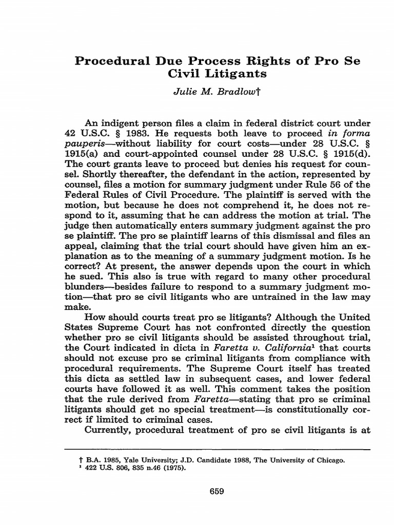 Procedural Due Process Rights of Pro Se Civil Litigants | Pro Se Legal ...