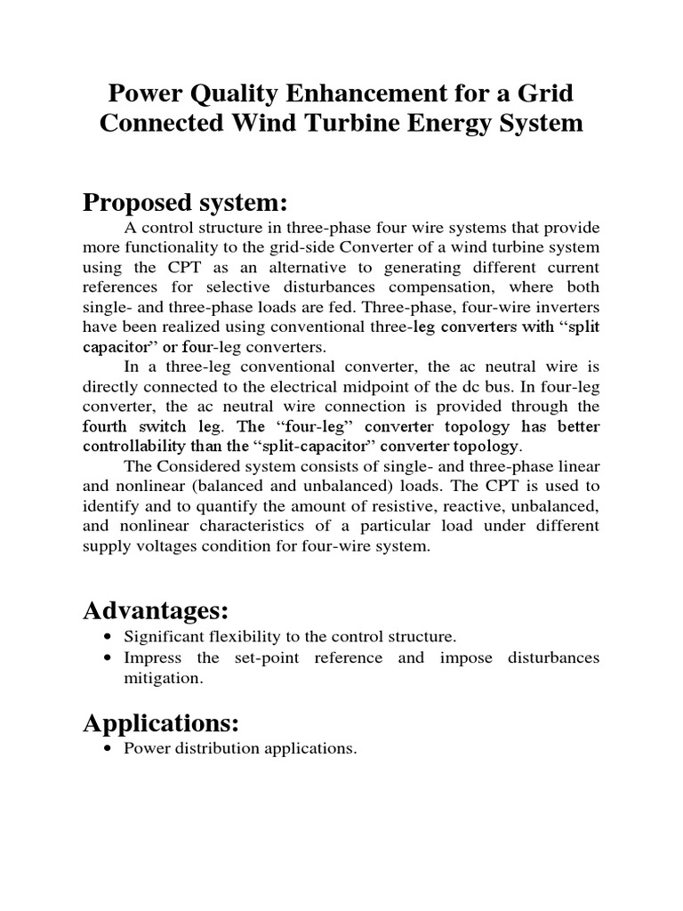 Power Quality Enhancement For A Grid Connected Wind Turbine Energy System | PDF