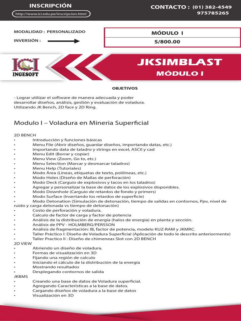 Introducción al software JKSimBlast para diseño y simulación de voladuras en minería | PDF ...