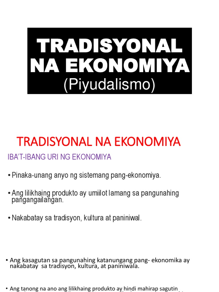 Tradisyonal Na Ekonomiya | PDF