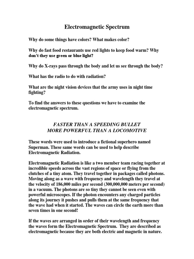 1 - Electromagnetic Spectrum | PDF | Electromagnetic Radiation ...