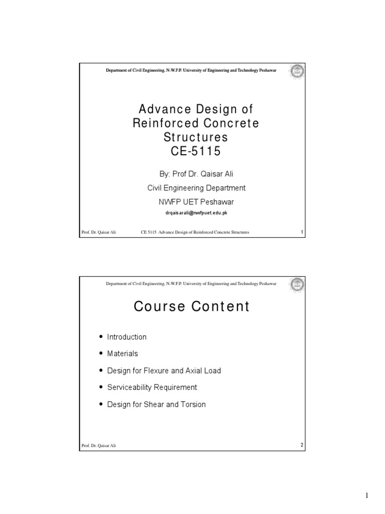 Lecture - 1 Introduction PDF | PDF | Structural Load | Reinforced Concrete Lecture - 1 Introduction PDF | PDF | Structural Load | Reinforced Concrete