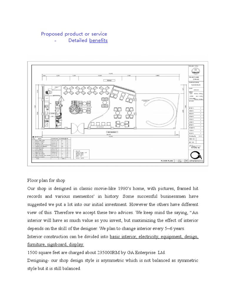 Floor Plan and Operational Details for a New Restaurant | PDF ...