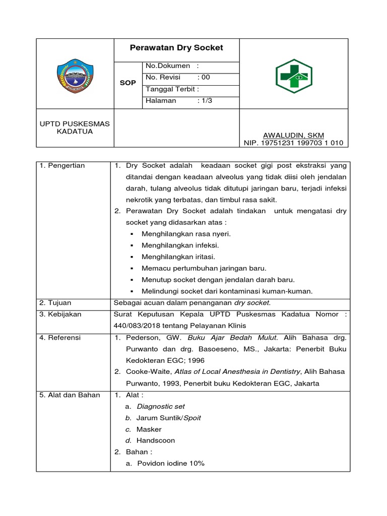 Perawatan Dry Socket | PDF