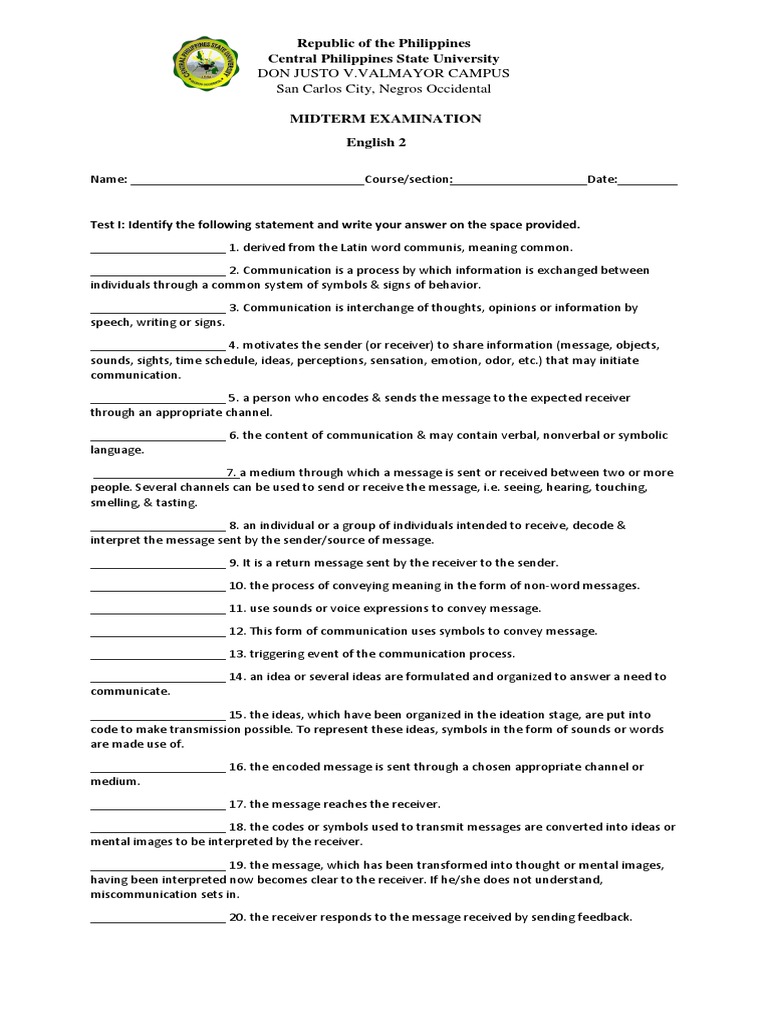 Speech Com. Exam | PDF | Action (Philosophy) | Communication