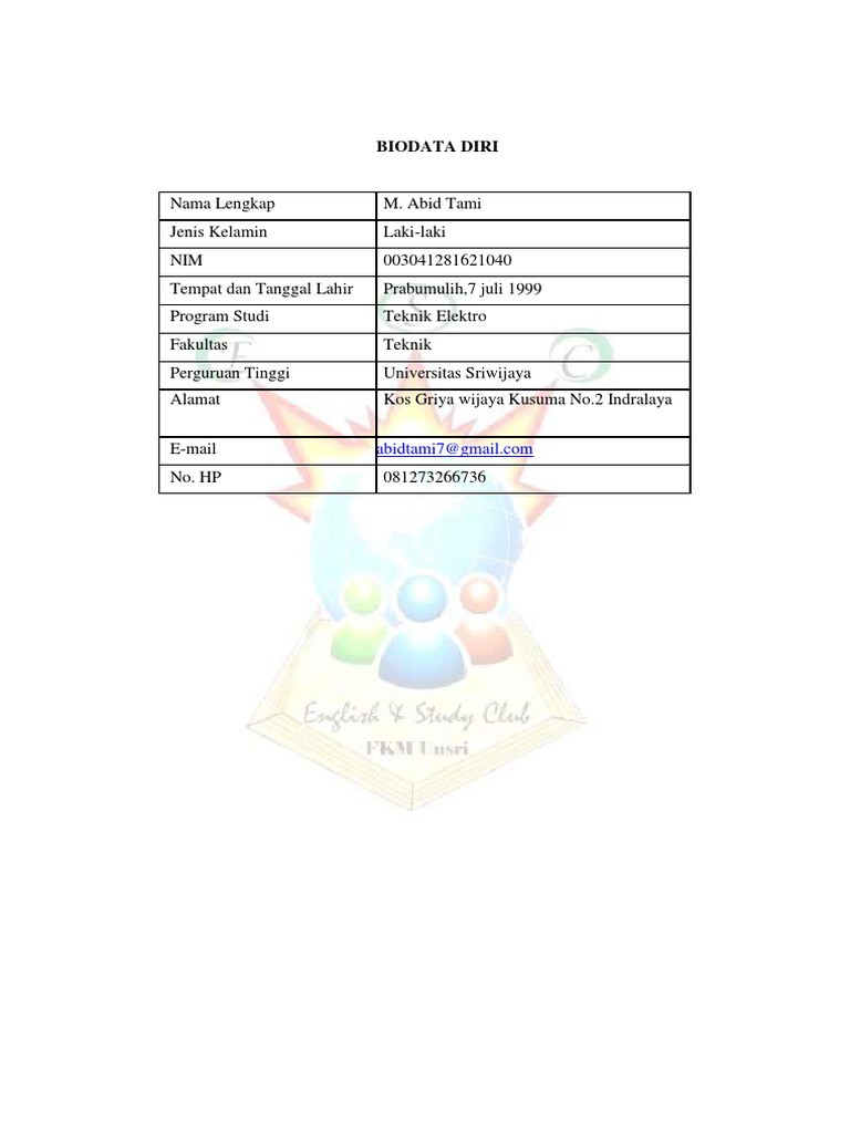 Biodata M Abid Tami Pdf