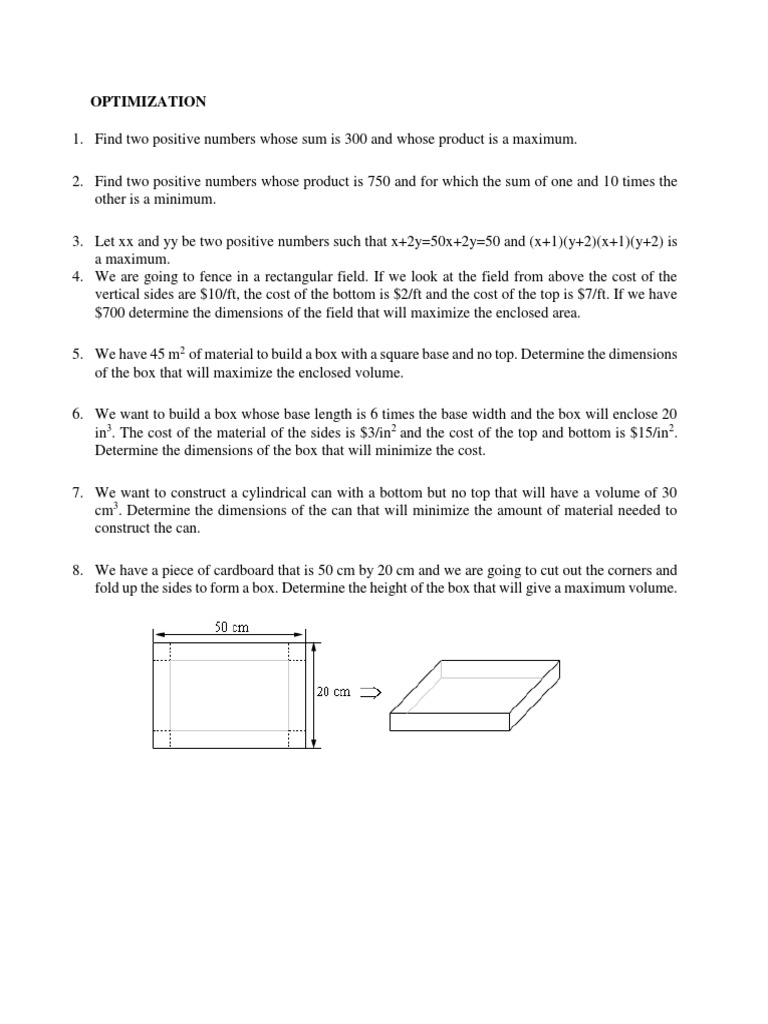 Optimization Problems | Area | Elementary Mathematics