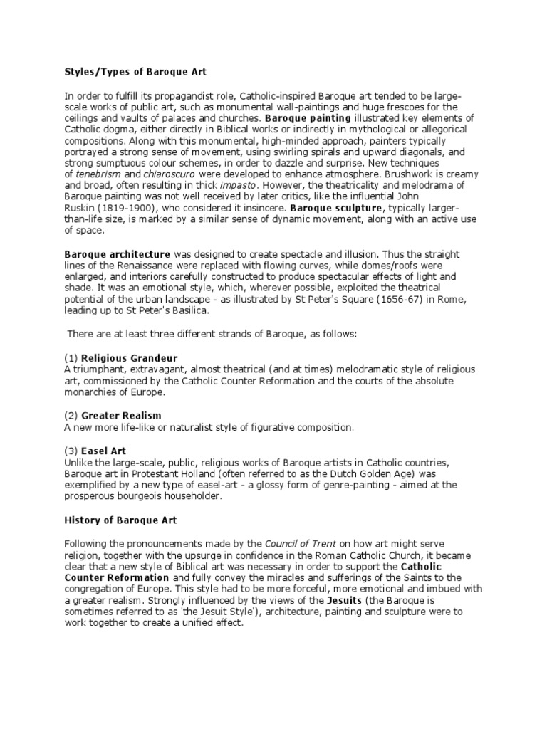 Styles/Types of Baroque Art | PDF | Baroque | Realism (Arts)