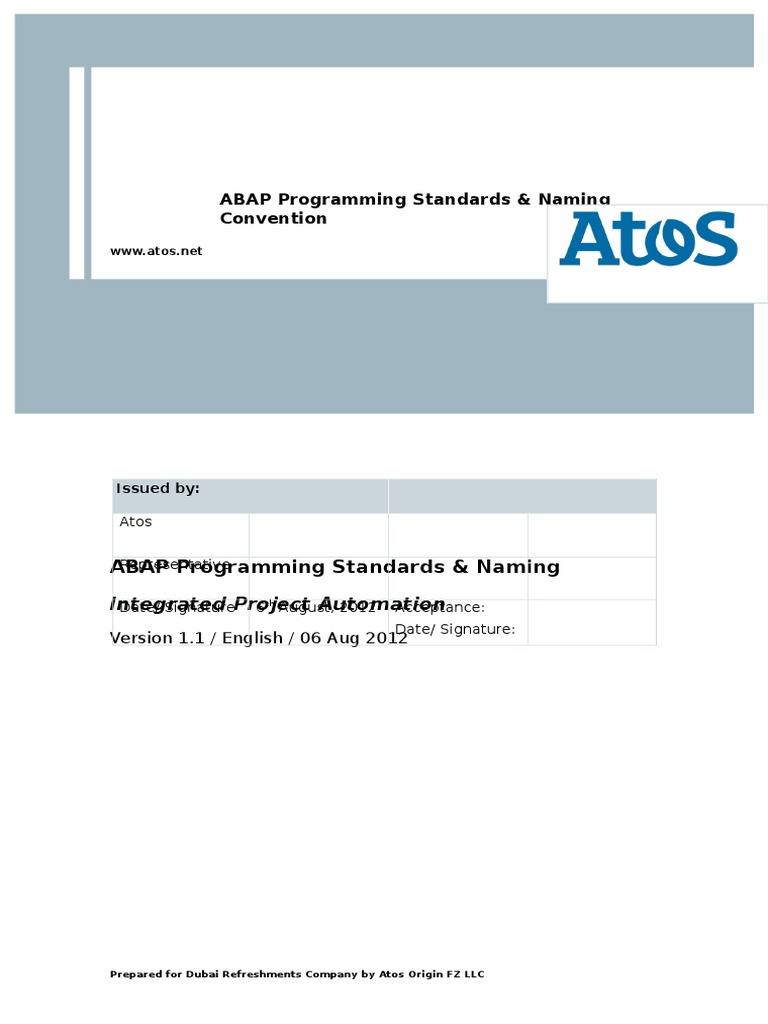 ABAP Naming Standards Guide | PDF | Object (Computer Science) | Software Engineering