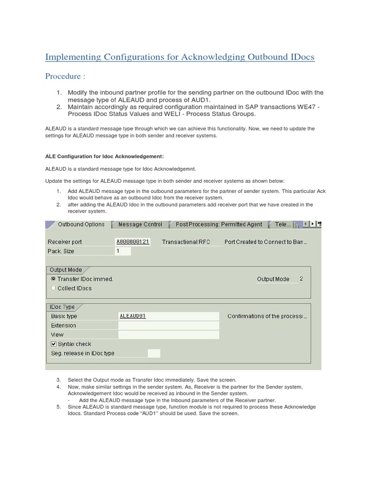 Acknowledging Outbound IDocs | PDF | Parameter (Computer Programming) | Databases