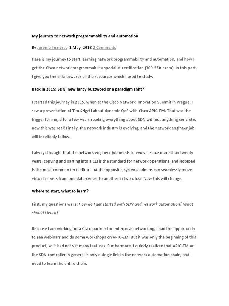 My Journey To Network Programmability and Automation | PDF | Cisco ...