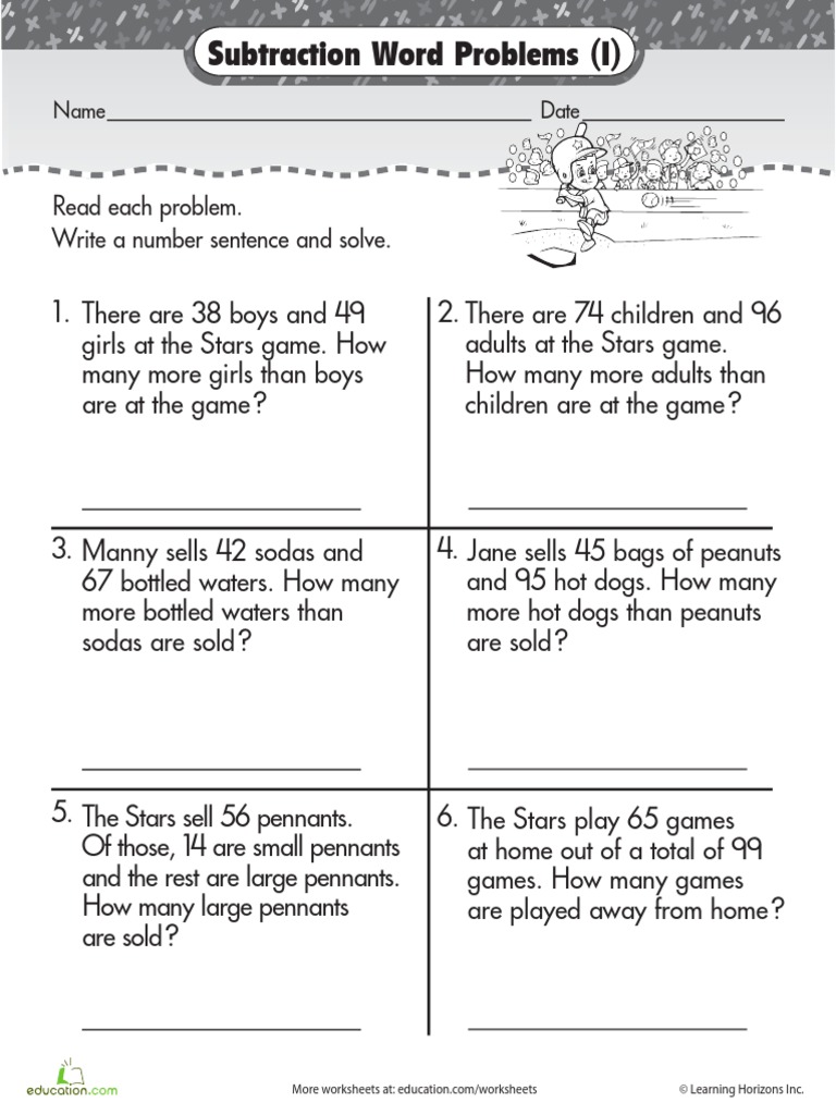 Word Problems Subtraction 1 | PDF