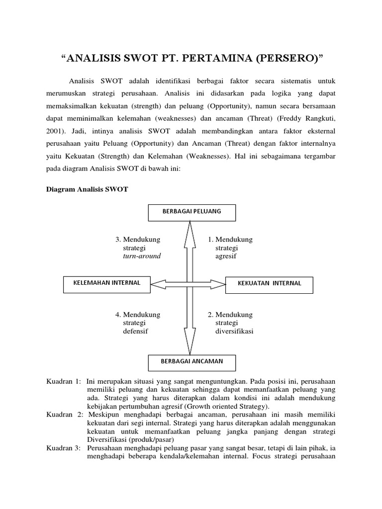 Analisis Swot Pt Pertamina Persero Pdf