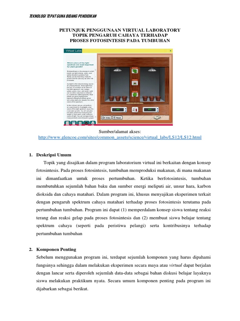 Panduan Laboratorium Virtual Fotosintesis | PDF | Sains & Matematika
