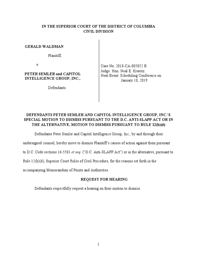 Anti SLAPP Motion Gerald Waldman Vs Capitol Intelligence Group Libel ...