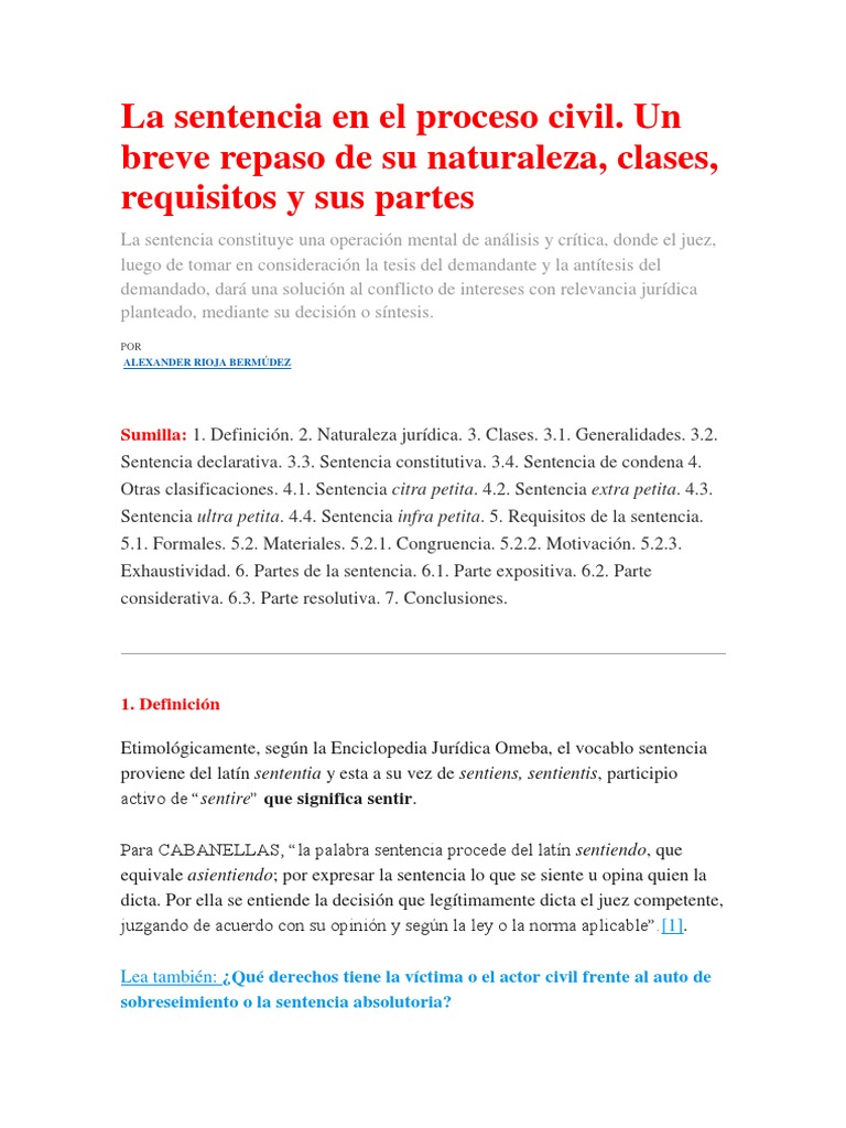 La Sentencia en El Proceso Civil | PDF | Ley procesal | Sentencia (ley)
